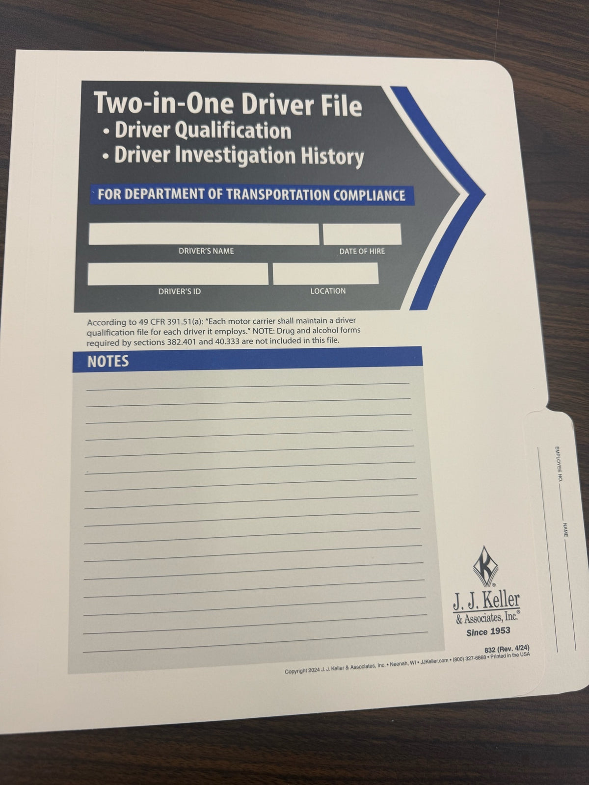 Driver Qualification File Folder — PSC