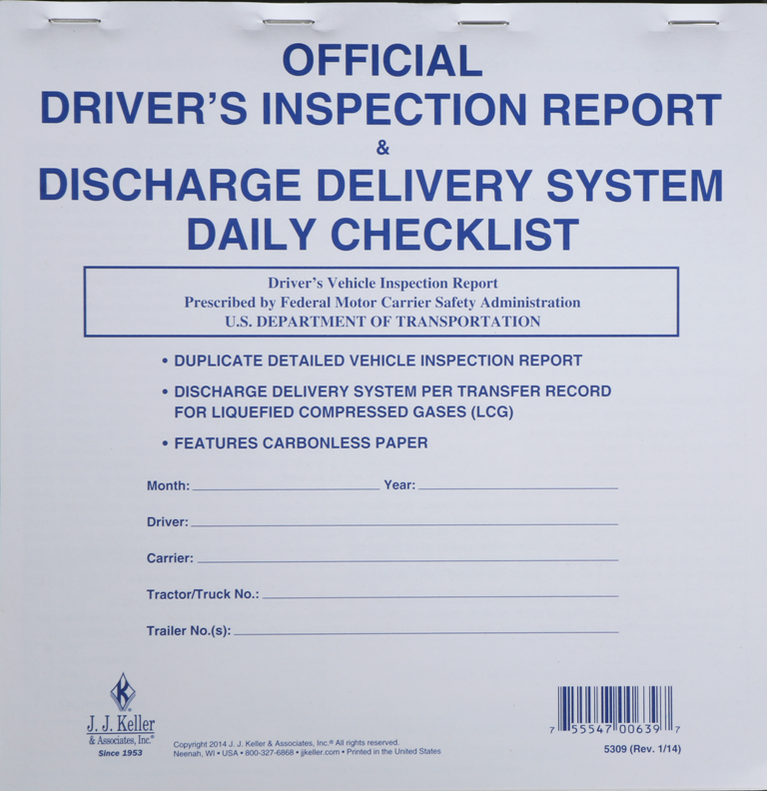 DRIVER'S INSPECTION REPORT & DAILY CHECKLIST — PSC