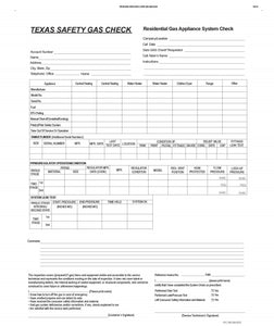 Texas Safety Gas Check Forms (50/PACK) — PSC